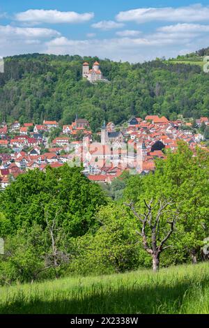 View to the castle Normannstein in the german city called Treffurt ...