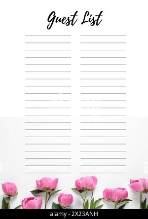 Guest list design with beautiful flowers and empty lines Stock Photo ...