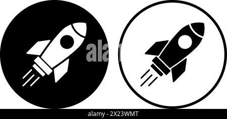 Spaceship icons. Rocket symbols, speed launched space ships silhouettes ...