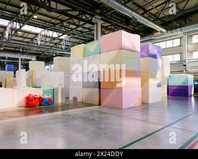 Blocks of foam rubber in warehouse Stock Photo - Alamy