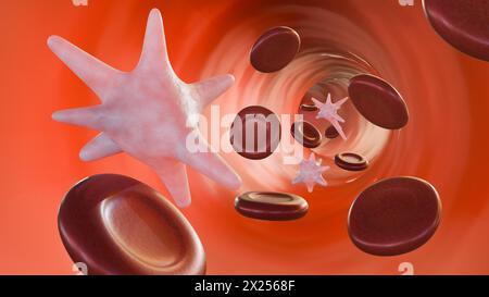 3d rendering of Thrombocytes, are pieces of very large cells in the ...