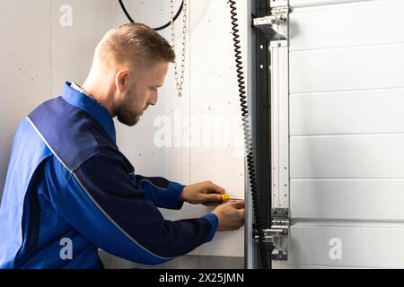 Installing Automatic Garage Door Or Gate Stock Photo - Alamy
