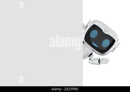 3d rendering cute and small artificial intelligence personal assistant robot with cartoon ...