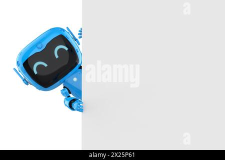 3d rendering cute and small artificial intelligence personal assistant robot with cartoon ...