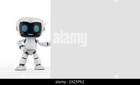 3d rendering cute and small artificial intelligence personal assistant robot with cartoon ...