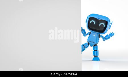 3d rendering cute and small artificial intelligence personal assistant robot with cartoon ...