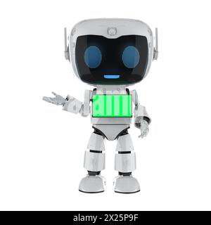 3d rendering cute and small artificial intelligence personal assistant robot with cartoon ...