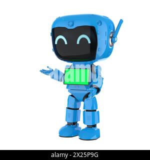 3d rendering cute and small artificial intelligence personal assistant robot with cartoon ...