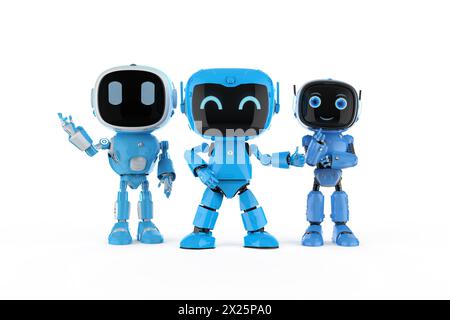 3d rendering cute and small artificial intelligence personal assistant robot with cartoon ...