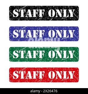 Set of Only staff icon, danger zone symbol, safety entry person sign ...