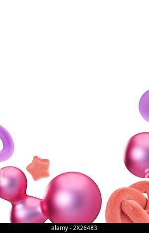 Playful footer with abstract, fluffy 3D shapes, isolated on white ...