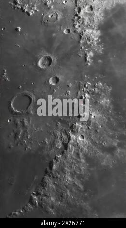 Moon surface with the mountain range Apennines and the craters ...