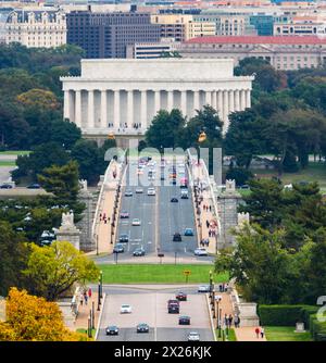 The Lincoln Memorial and the Arlington Bridge in Washington DC Stock ...