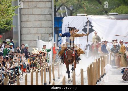 Tokyo, Japan. 20th Apr, 2024. An arrow hits the target during a ...