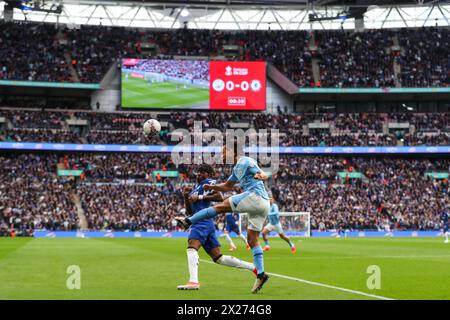Nathan Ake of Manchester City clears the ball during the Premier League ...