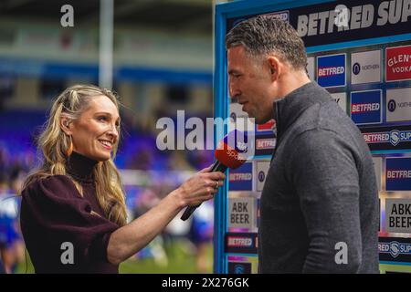Jenna Brooks Sky Sports rugby league reporter during filming at The ...