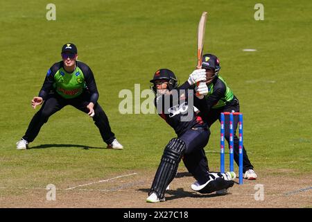 Cardiff, UK, 20 April 2024. Sunrisers' Grace Scrivens batting as ...