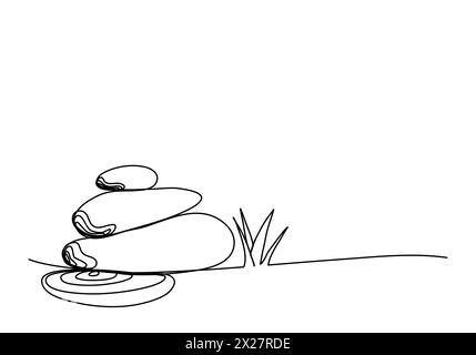 Pebble stones. One line drawing vector illustration Stock Vector Image ...