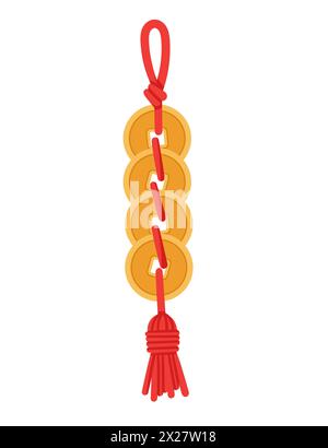 Chinese lucky coins amulet isolated on white background Stock Vector ...
