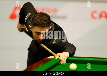 Joe O'Connor during his match against John Higgins (not pictured ...