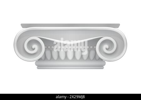 3D Greek pillar, realistic chapiter with stylized acanthus leaves and ...