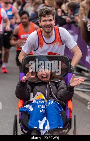 Multiple Sclerosis Society charity runner, running at the 2015 Virgin ...