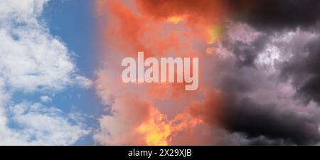 Different weather conditions, banner design. Collage with photos of sky ...