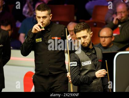 Joe O'Connor during his match against John Higgins (not pictured ...