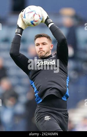 Rangers goalkeeper Jack Butland warms up before the William Hill ...