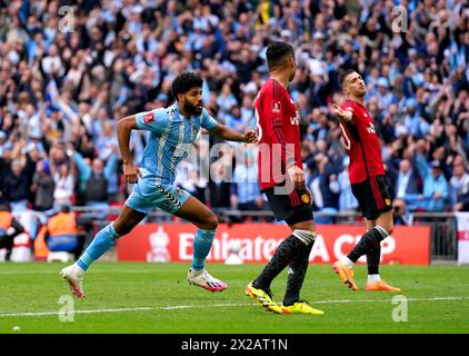 Coventry City's Ellis Simms celebrates after scoring his sides second ...