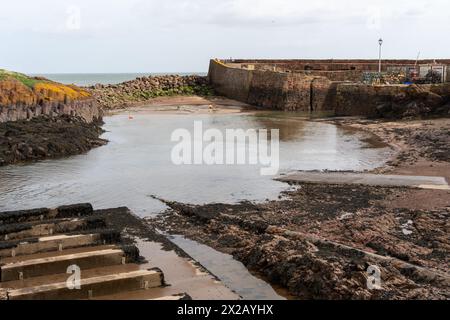 Dunbar Harbour landscape view in the Scottish fishing town of Dunbar ...