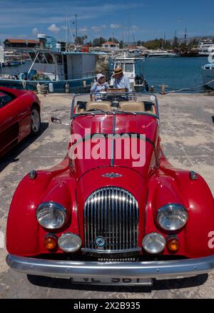 Red Morgan sports car, Paphos Classic Vehicle Club Harbour show, Paphos ...