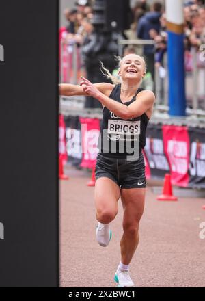 British athlete Becky Briggs (R) seen during the Saucony London 10K ...