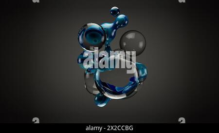 3D illustration of abstract volume objects. Abstract morph liquid forms ...