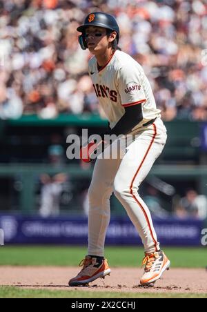 San Francisco Giants' Jung Hoo Lee stands in the dugout before a spring ...