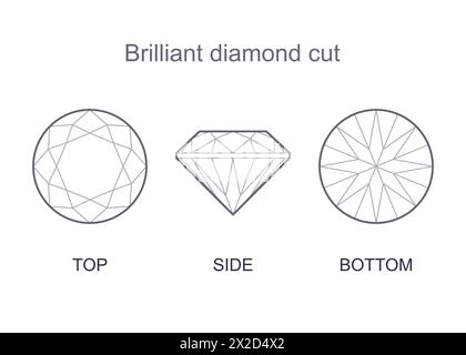 Precious diamond side view line drawing vector isolated Stock Vector ...