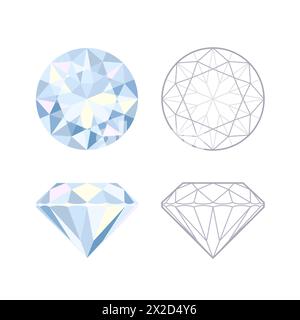 Precious diamond side view line drawing vector isolated Stock Vector ...