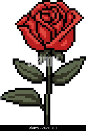 pixel art of rose bloom grow isolated background Stock Vector Image ...