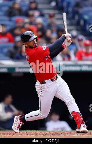 CLEVELAND, OH - APRIL 13: Cleveland Guardians center fielder Angel ...