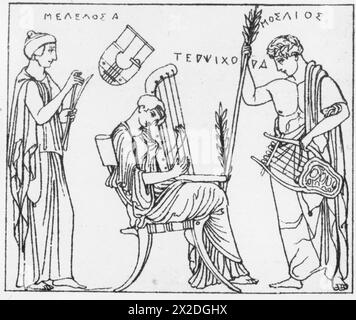 Musen, protectresses of the Arts in the Greek mythology, Terpsichore ...