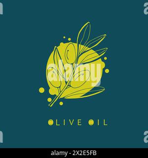 Olive Branch in Modern Minimal Liner Style. Vector Floral template ...