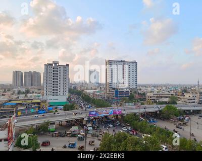 Beautiful aerial view of Karachi City sunset time. Karachi Buildings ...