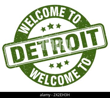 Welcome to Detroit stamp. Detroit round sign isolated on white ...