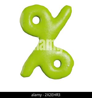 3d render of isolated wasabi sign and symbol characters on white ...