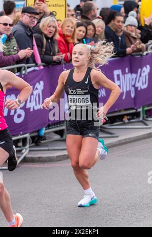 Becky Briggs competing in the TCS London Marathon 2024 passing through ...