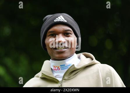 Men's elite race winner Alexander Mutiso Munyao during the 2024 TCS ...