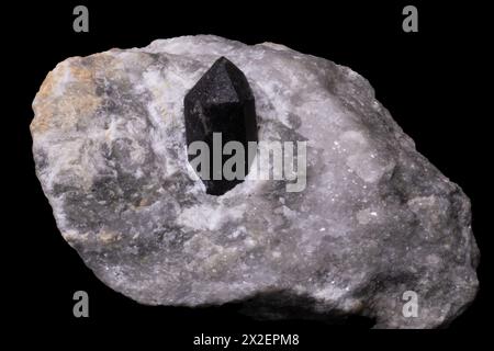 Black quartz crystal on matrix Stock Photo - Alamy
