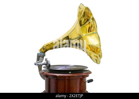 Ancient turntable with vinyl record Stock Photo - Alamy