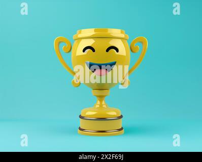 Smilie face emoji award 3d render happy Stock Photo - Alamy