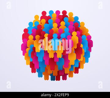 Large group of people in shape of pyramid. Infographics concept. Vector ...